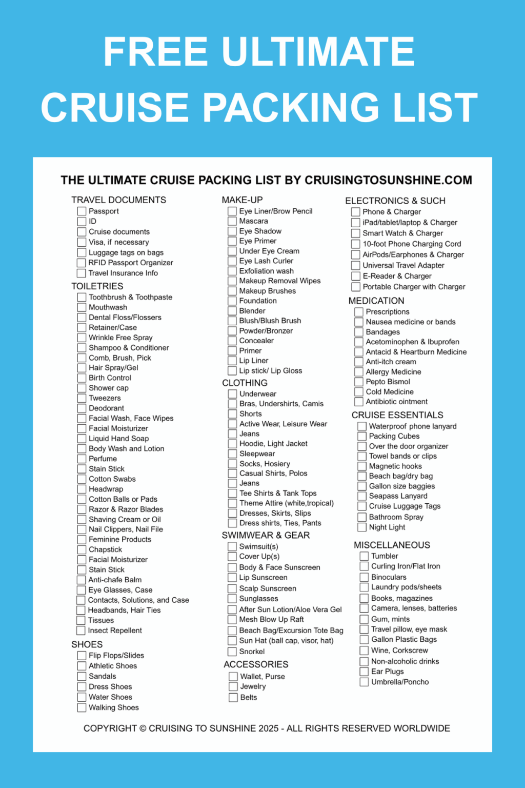 Free Cruise Packing List Printable: Your Ultimate Guide to Stress‑Free ...